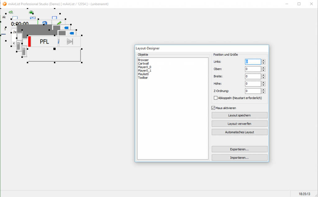Eigenes Layout in Mairlist mit dem LayoutDesigner
